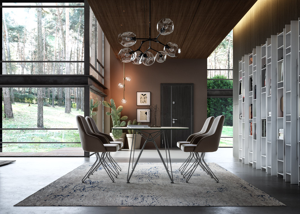 FRITZ Armchair with metal rod legs, bronze or graphite coating. : Delight